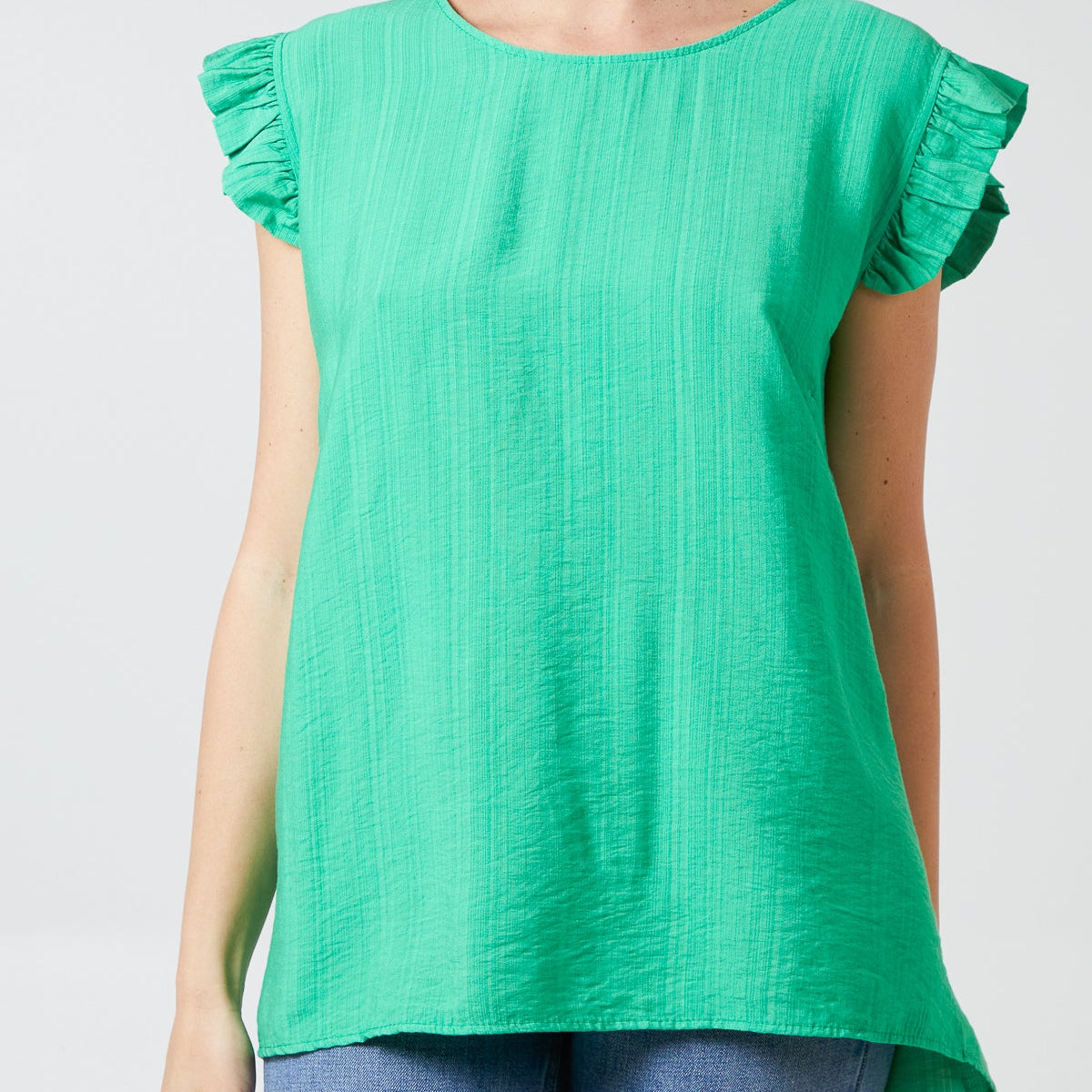 Linen Look Top Back Button – WearAll