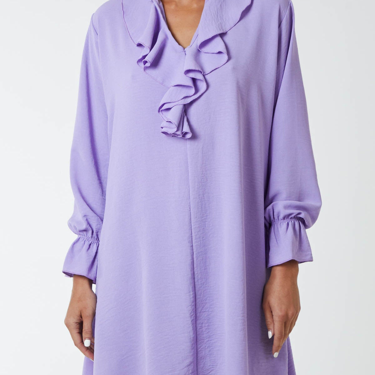 Ruffle Neck Tunic Dress – WearAll