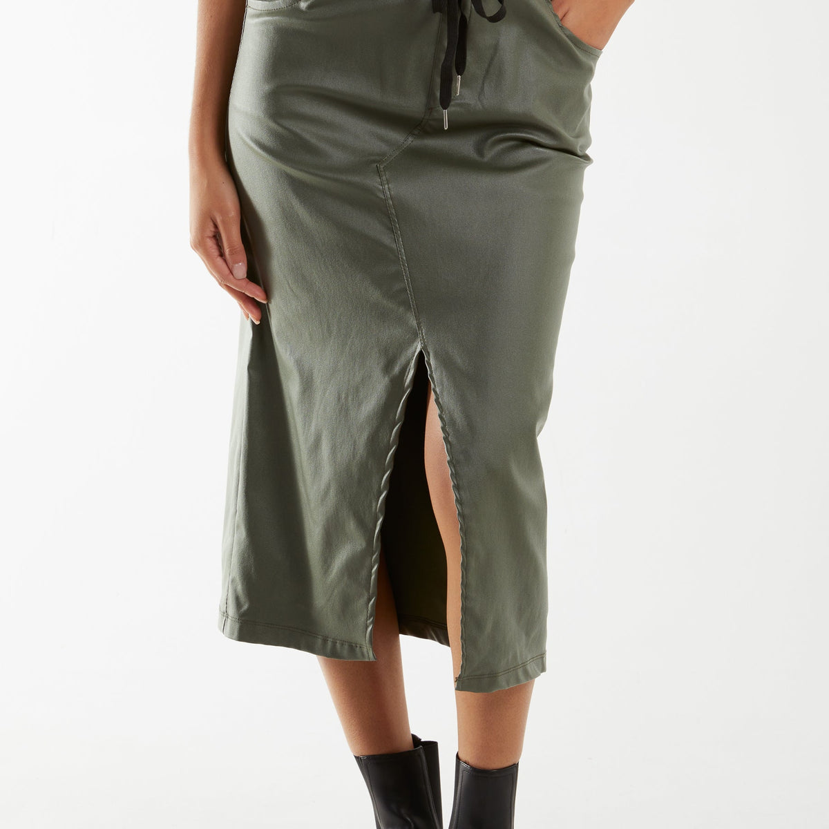 Magic String PU Coated Midi Skirt – WearAll